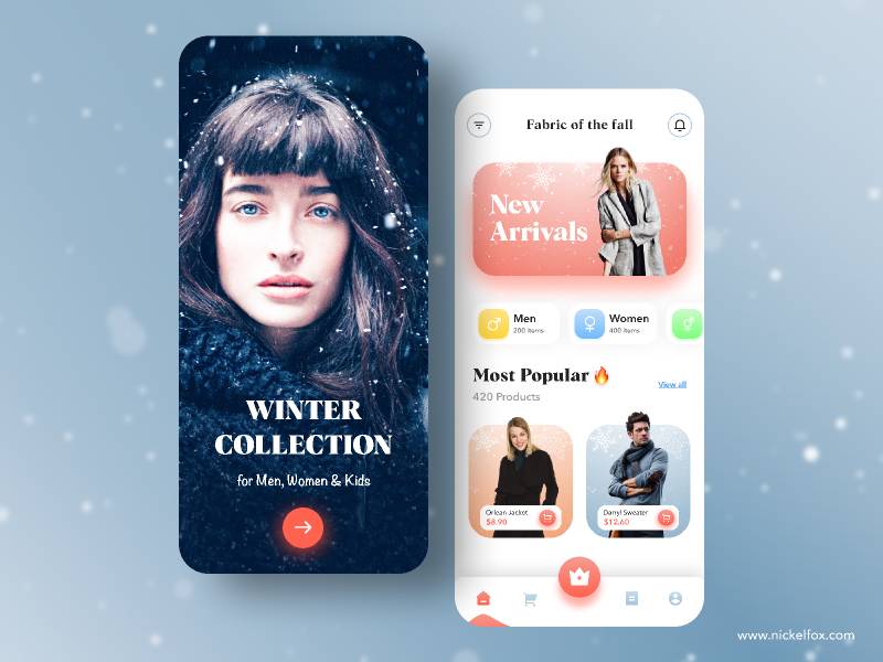 Figma Winter Clothing Store Mobile App Concept | UI4Free Figma Winter Clothing Store Mobile App Concept | UI4Free