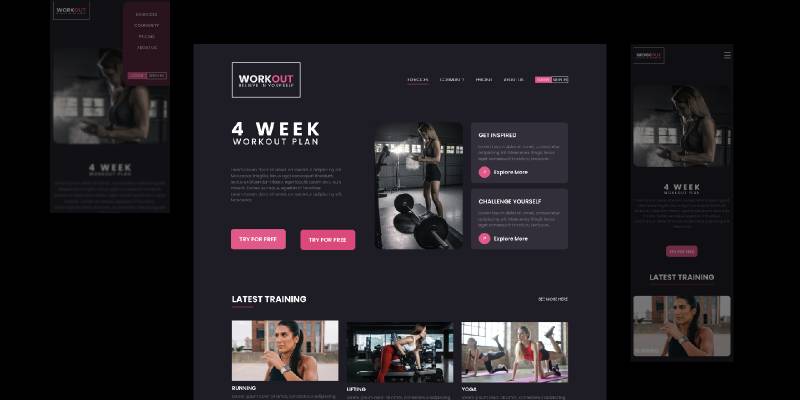 Figma Workout Website Template | UI4Free