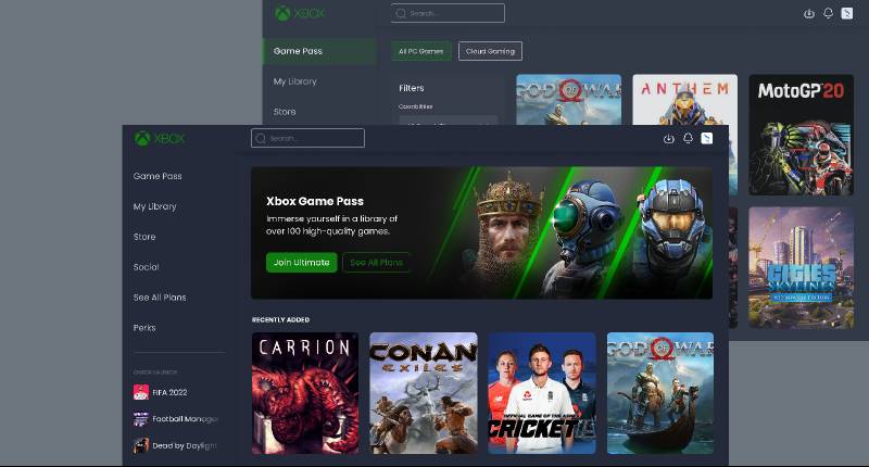 Figma Xbox Game Pass Dashboard Ui4free