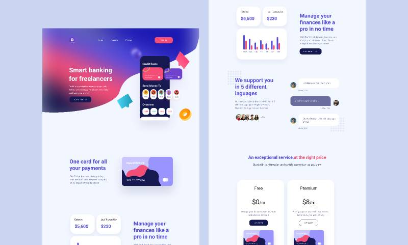 Finance App Landing Page Design Figma Template | UI4Free