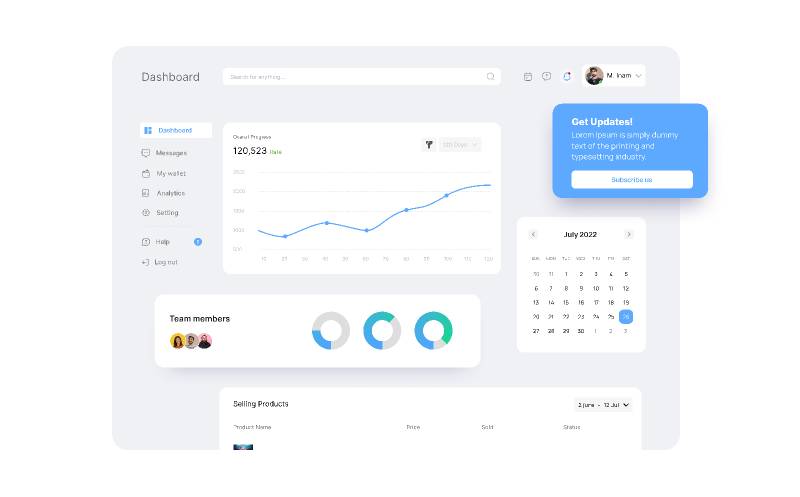 Finance web Dashboard Light color scheme | UI4Free