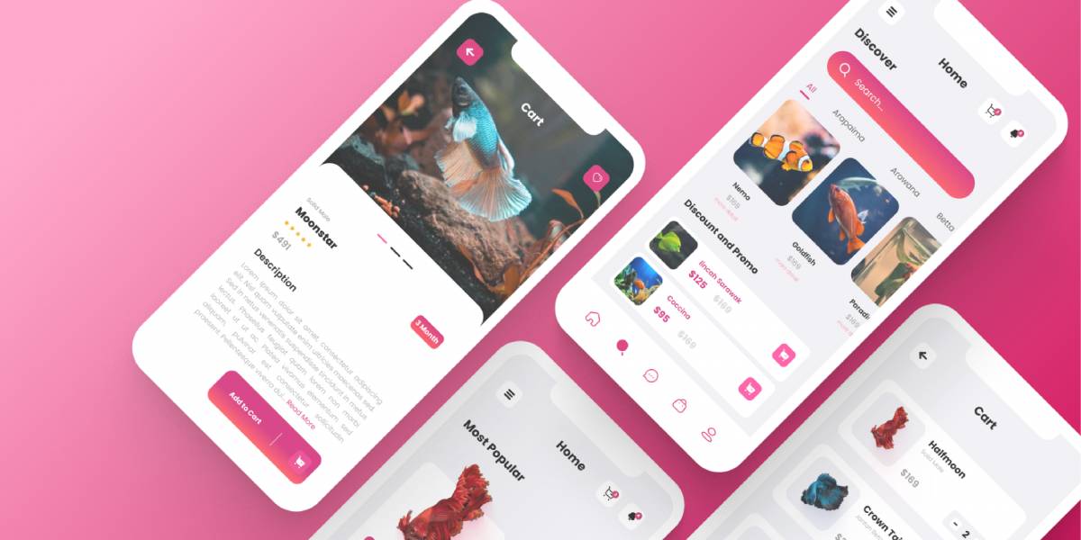 Fish E-commerce Mobile App Figma Template | UI4Free