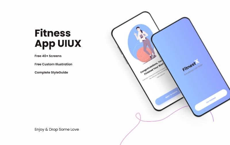 Fitness app figma mobile template | UI4Free