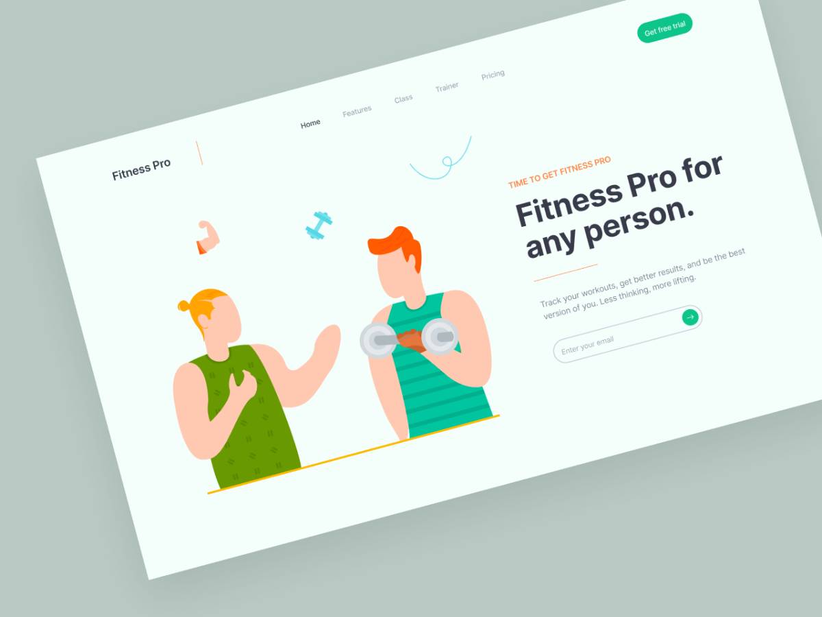 Fitness Pro Website - Header Figma Ui Kit | UI4Free
