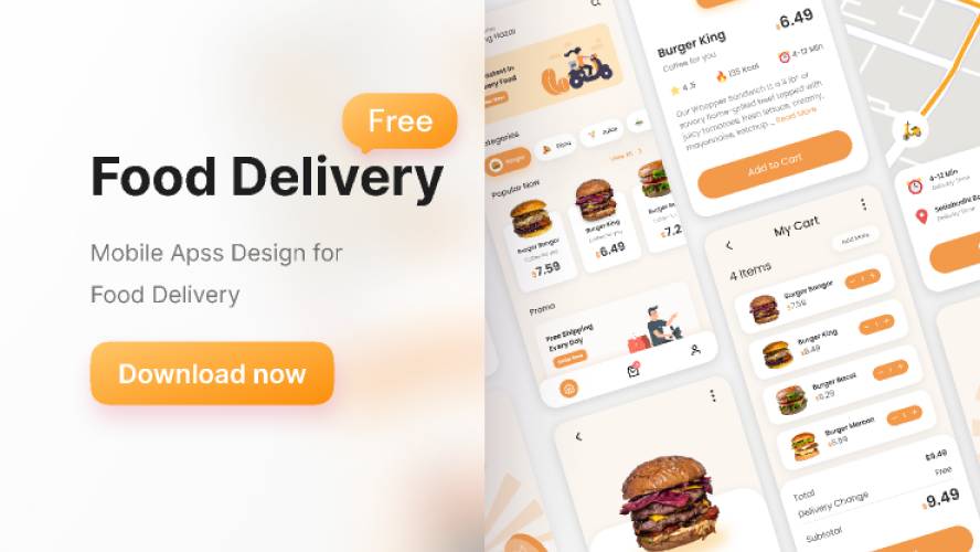 Figma Food Delivery Mobile App - Ui4free.com