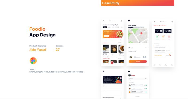 Foodio Food app design Figma Case study | UI4Free