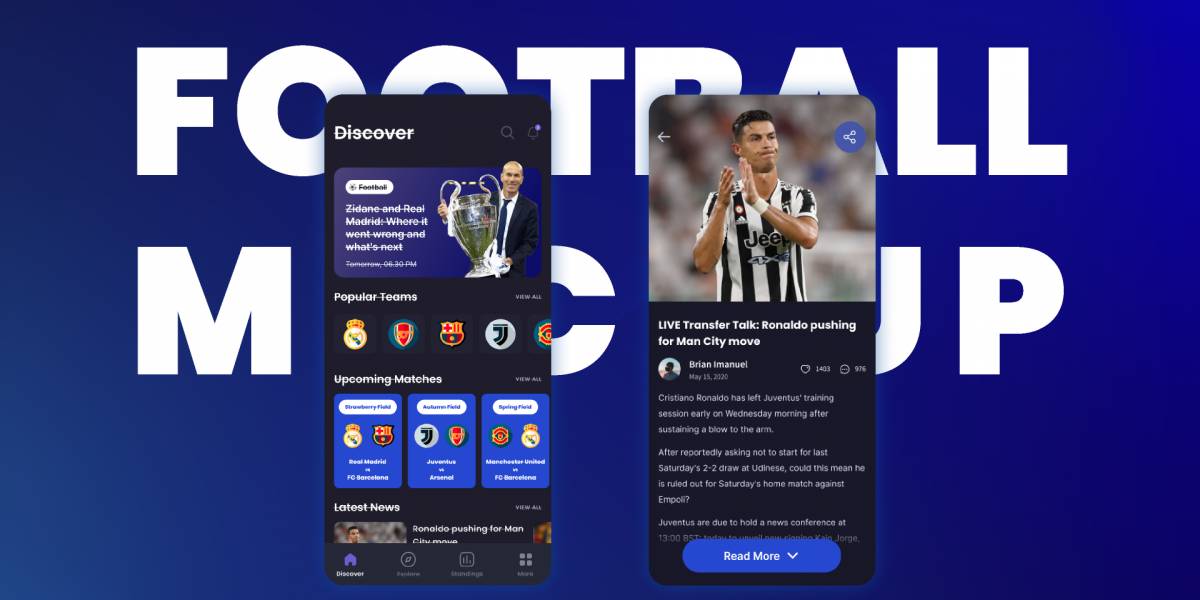 Football App Mockup Figma Template | UI4Free