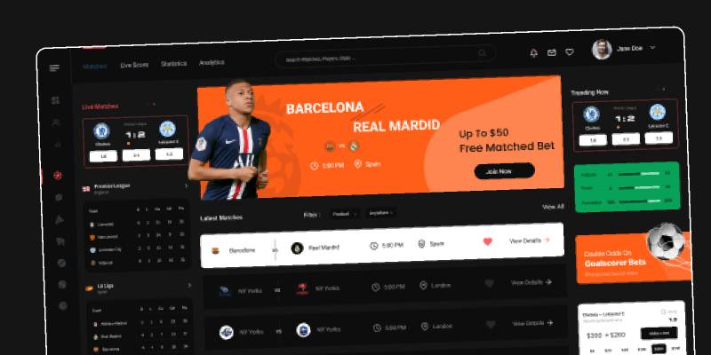 Football Dashboard Figma Template | UI4Free
