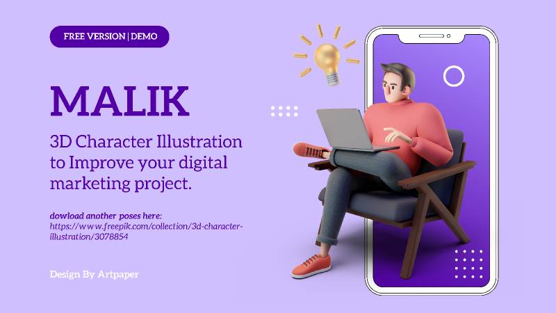 FREE 3D Character Illustration Figma Template - Ui4free.com