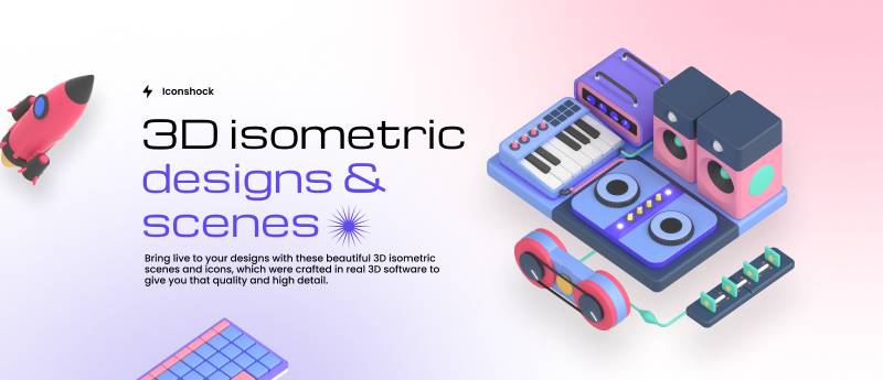 Free 3D Isometric designs & Scenes Figma Icon Template | UI4Free