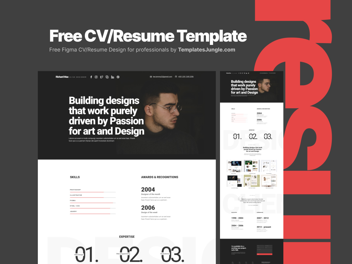 Free CV Resume Figma Design Template | UI4Free