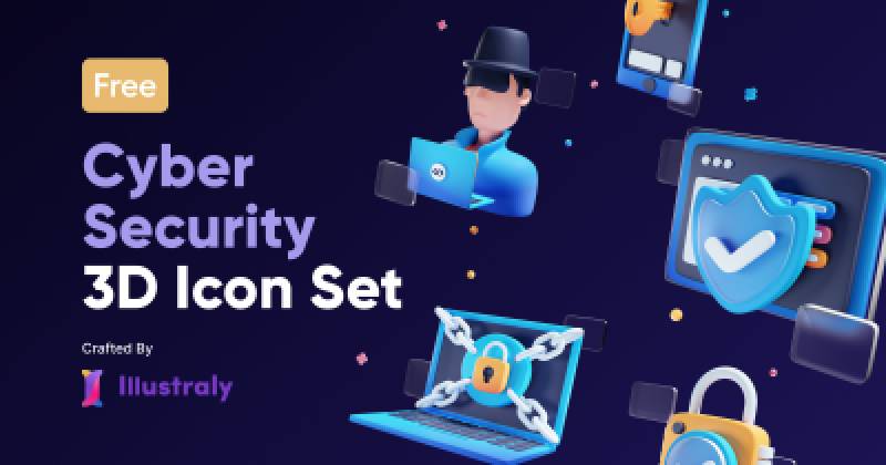 Free Cyber Security 3D Icon Set Figma Resource | UI4Free