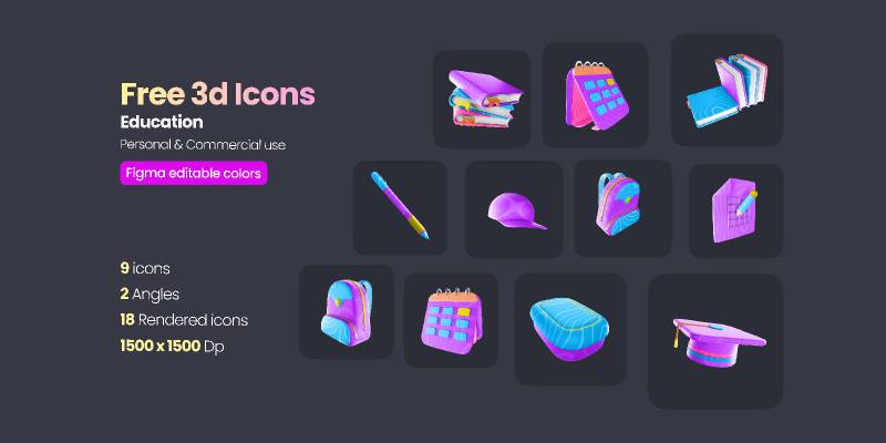 Free Education Icons Figma Template | UI4Free