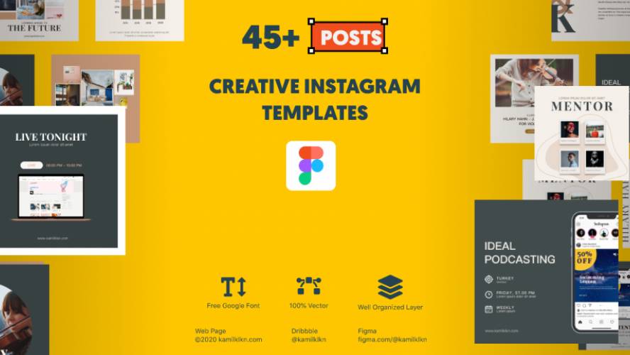 Figma Freebie Instagram Showcase - Ui4free.com