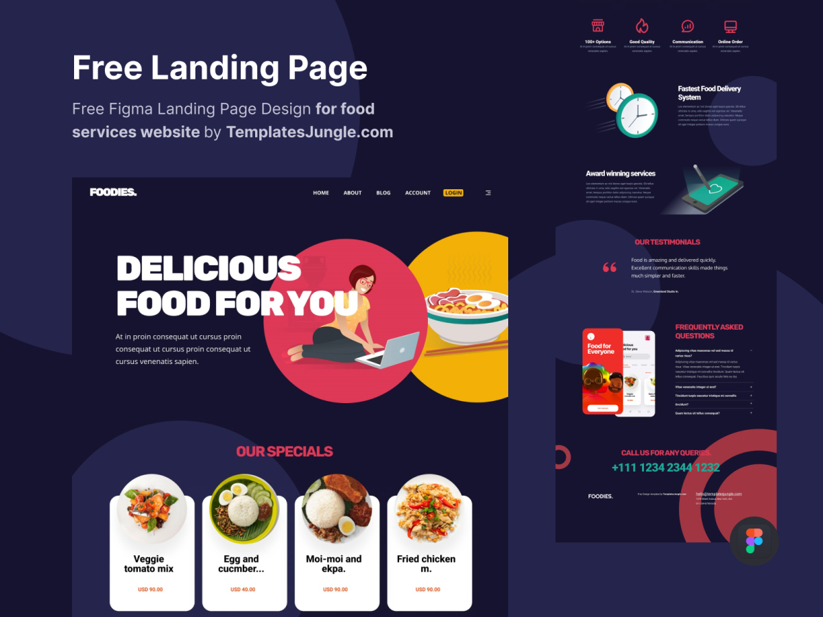 Free Figma Landing Page Design Template for Food services | UI4Free