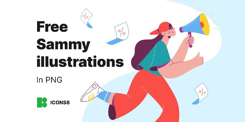 Free Sammy illustrations in PNG Figma Template | UI4Free