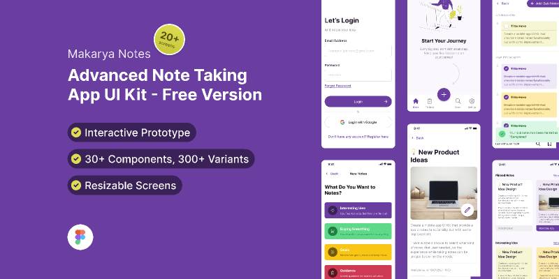 (Free Version) Makarya Notes - Advanced Note Figma Template | UI4Free