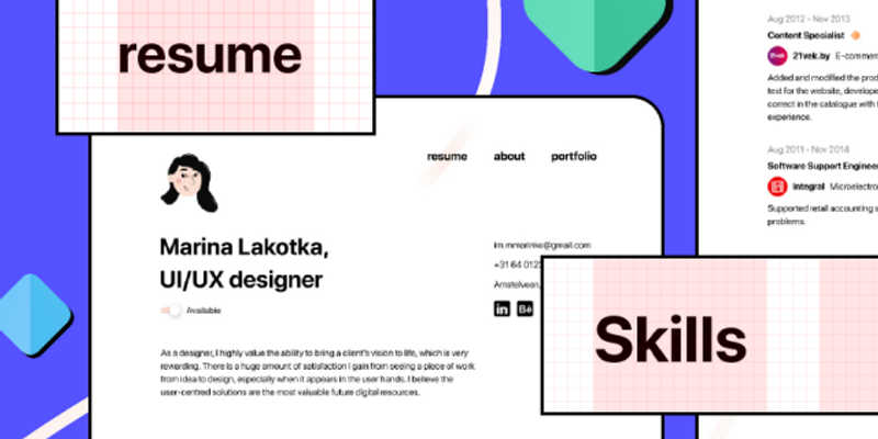 Software developer Resume/cv Figma Design template - Ui4free.com