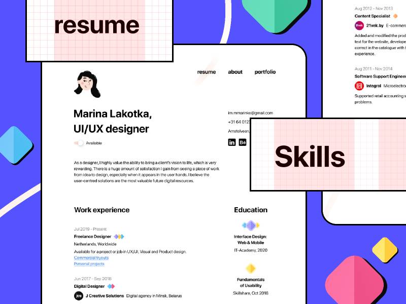 Freebie Figma Minimal CV/Resume template | UI4Free