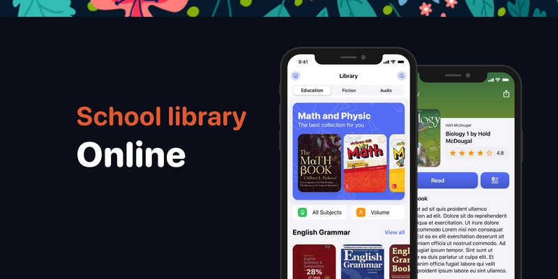 Freebie Figma Online School Library - Concept | UI4Free