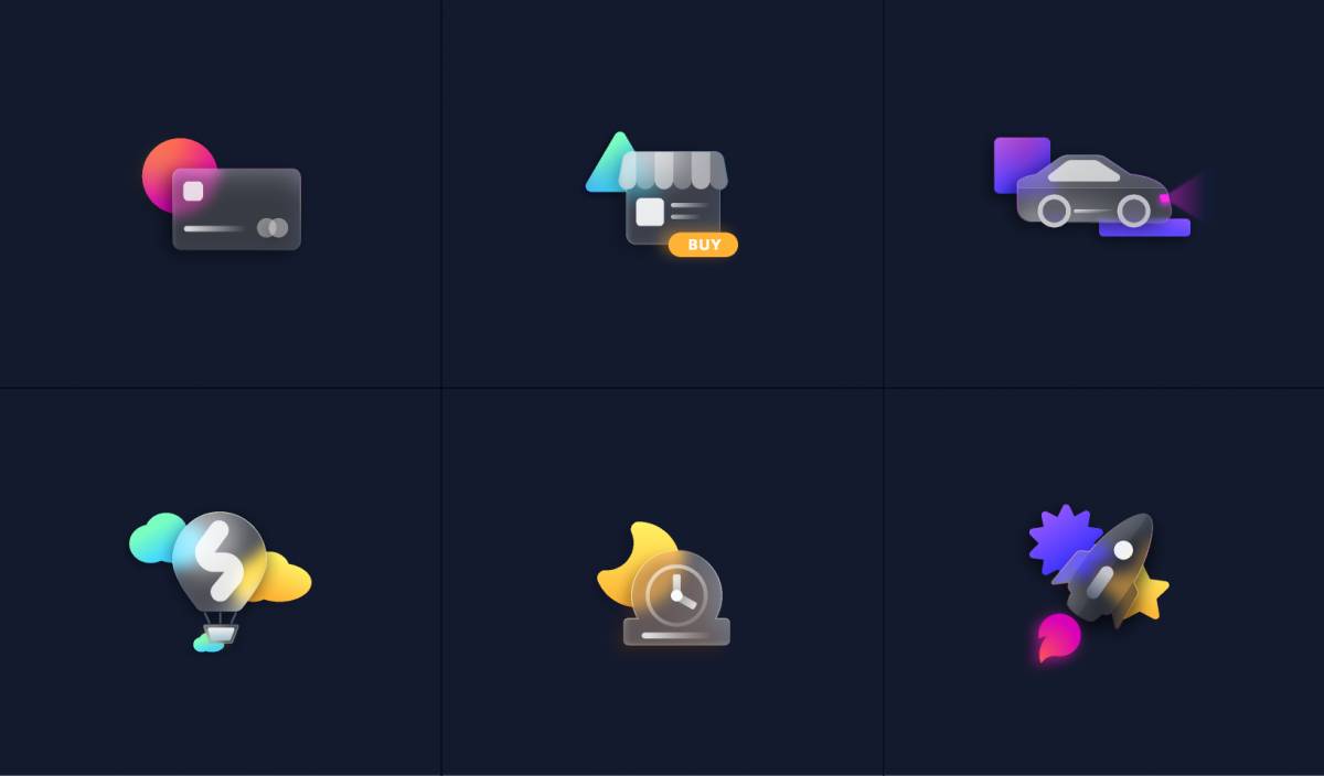 Frosted Glass Icon Figma Template | UI4Free