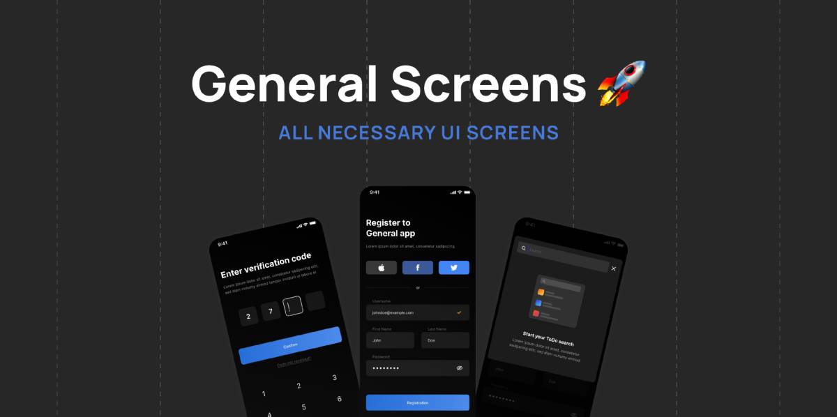 General Screens - UI Kit Figma Mobile Template | UI4Free