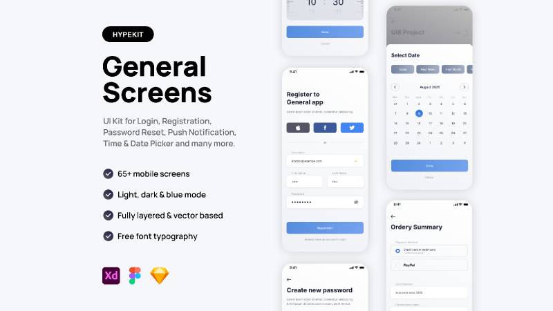 General Screens - UI Kit Figma Mobile Template | UI4Free