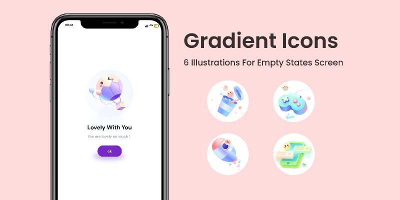 Gradient icons figma template | UI4Free