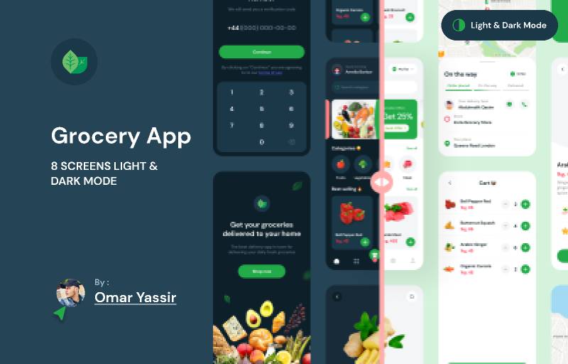 Grocery App Dark Light Mode Figma Mobile Ui Kit | UI4Free