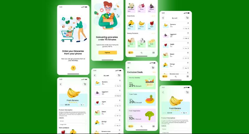Grocery App Design Figma Mobile Template | UI4Free