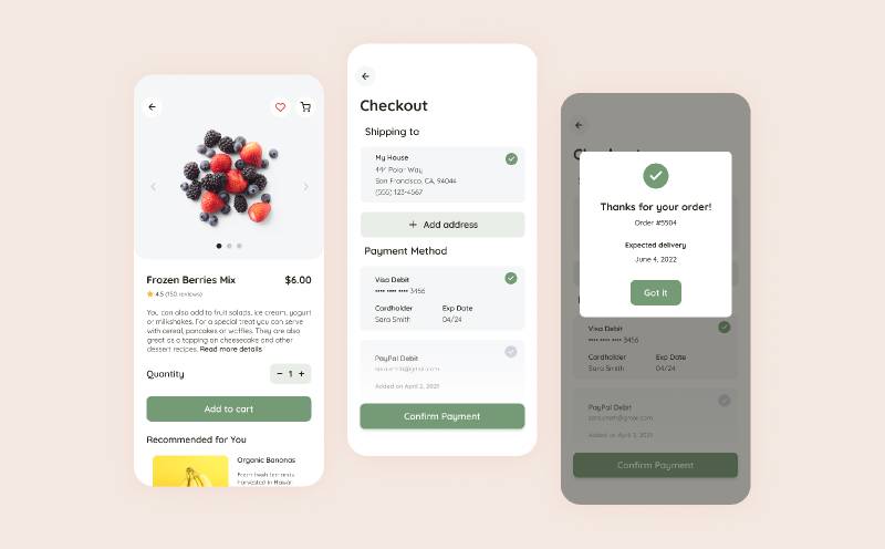 Grocery Shopping App Figma Mobile Template | UI4Free