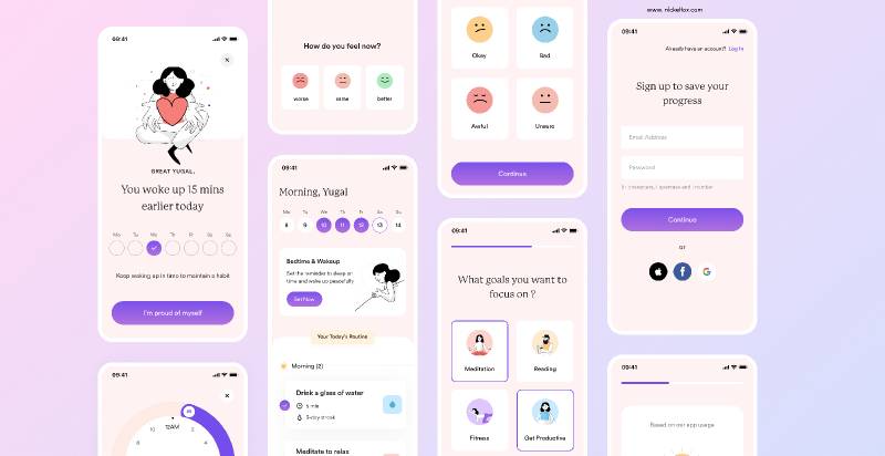 Habit Tracker Figma Mobile App | UI4Free