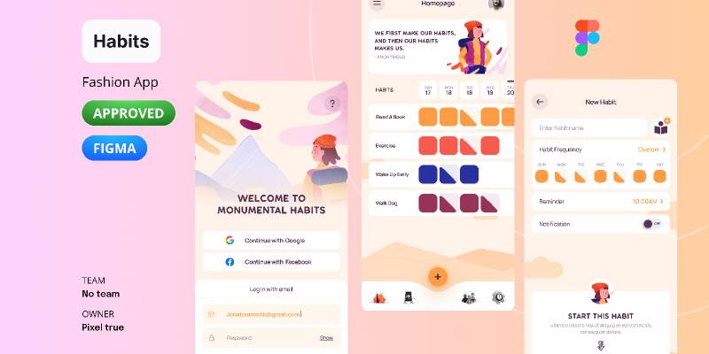 Habits Fashion Mobile App | UI4Free