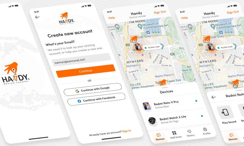 Handy Device Locator App Figma Mobile Template | UI4Free