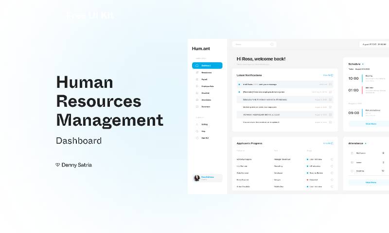 Human Resources Management Dashboard Figma Template | UI4Free