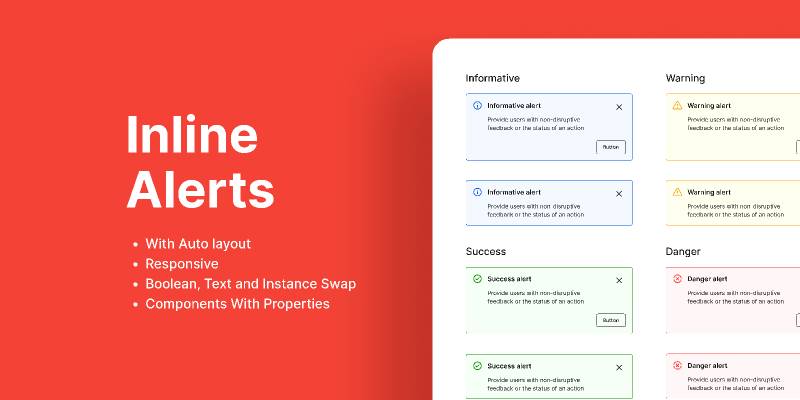 Inline Alerts - Free Figma UI Kit | UI4Free