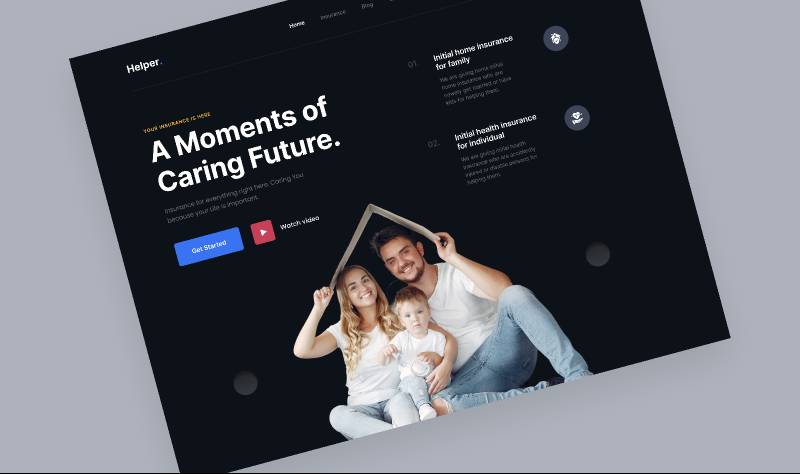 Insurance Company Website Header Figma Template | UI4Free