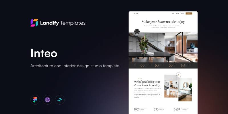 Inteo - Architecture and Interior Design Studio Figma Template | UI4Free