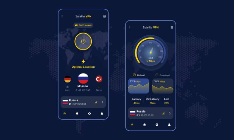 Interface design of VPN mobile app figma template | UI4Free