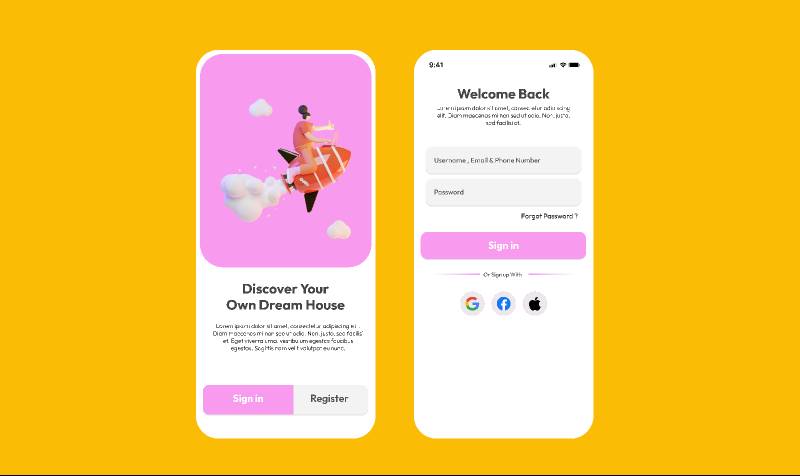 Intro & Login Figma Mobile Template | UI4Free