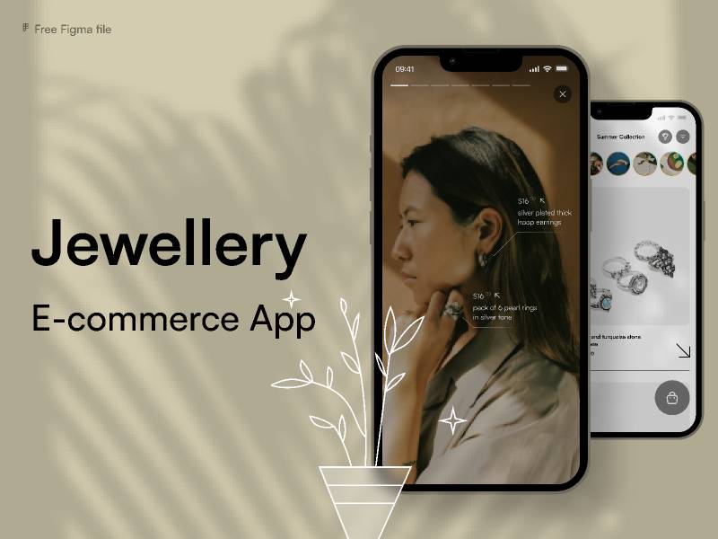 Jewellery e-commerce App Figma Mobile Template | UI4Free