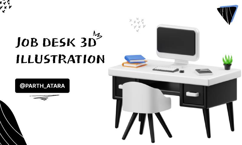 Job Desk 3D Illustration - Parth Atara Figma Template | UI4Free