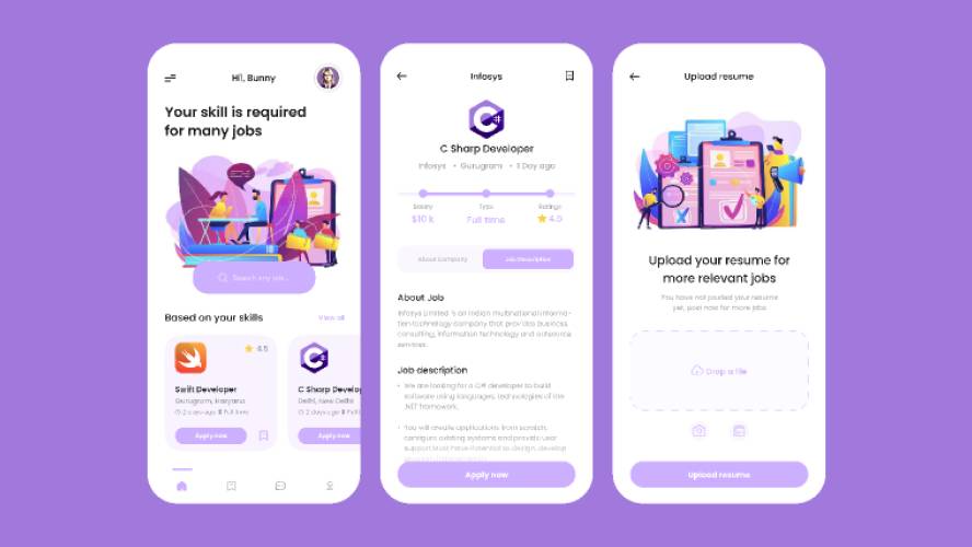 Dream Job app Figma Template - Ui4free.com