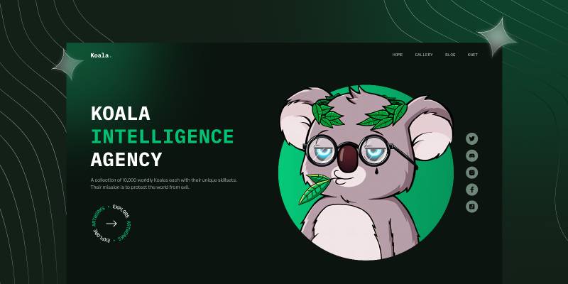Koala NFT Collection Website Figma Template | UI4Free