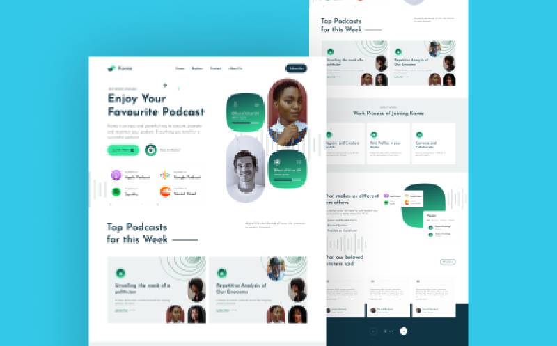 Korna Podcast Application Website Template | UI4Free