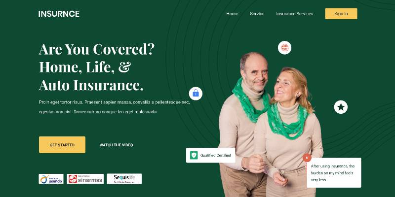 Landing Page Insurance Figma Template | UI4Free