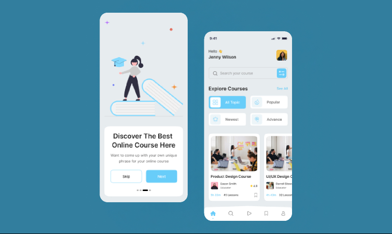 Learning App Uiux Design Figma Mobile Template Ui4free
