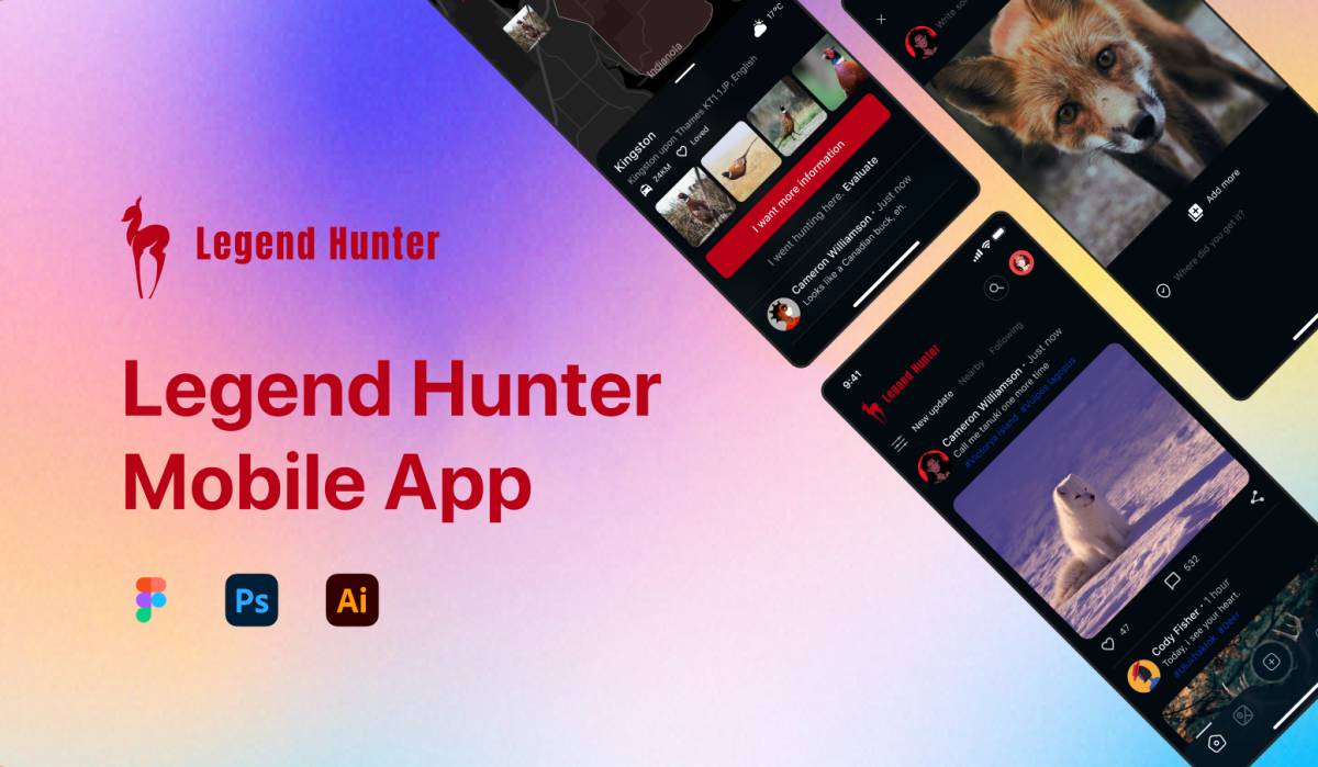 Legend Hunter Mobile App Figma Template | UI4Free