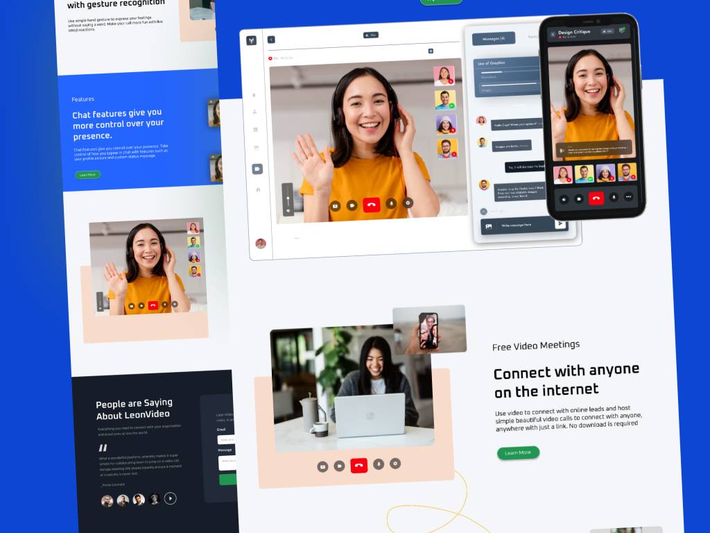 Leon Video Calling Web App | UI4Free