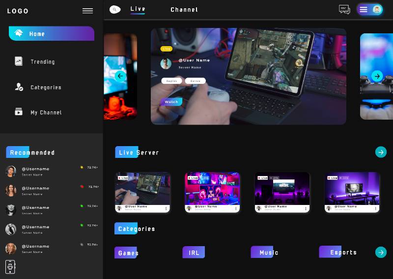 Live Stream Application Figma - Ui4free.com
